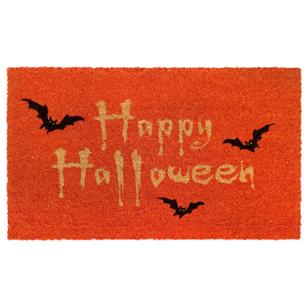 The Holiday Aisle® Ingwald Happy Halloween 30" 18" x Non-Slip Outdoor ...