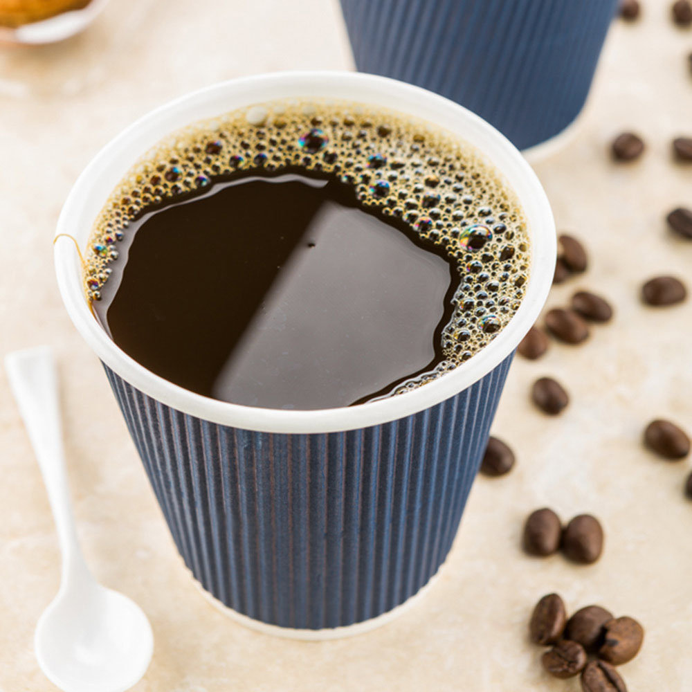 Restaurantware 8 Oz Midnight Blue Paper Coffee Cup - Ripple Wall - 3 1/ ...