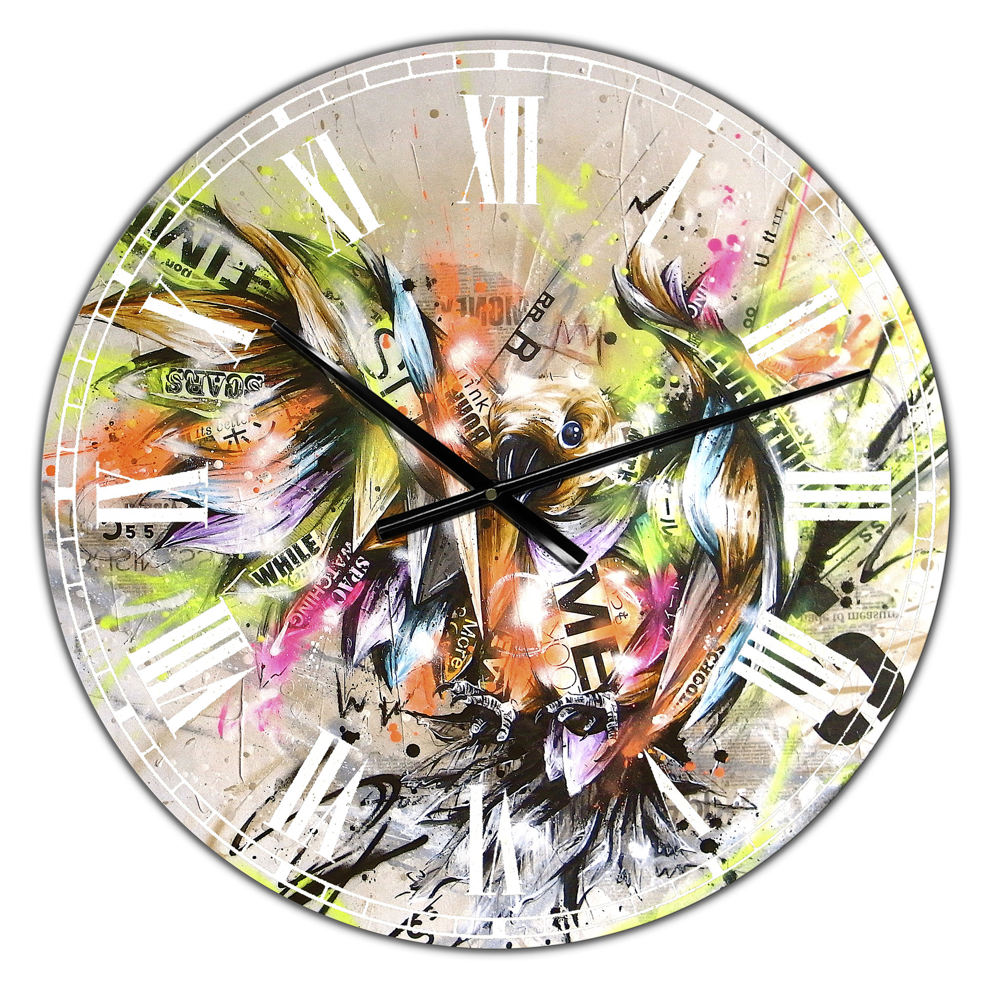 East Urban Home Street Art Graffiti Bird - Large Modern Wall Clock ...