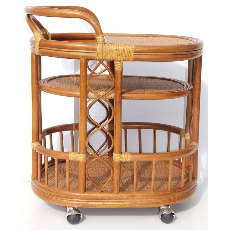 Bayou Breeze Ambrielle Rattan/Wicker Bar Cart | Wayfair