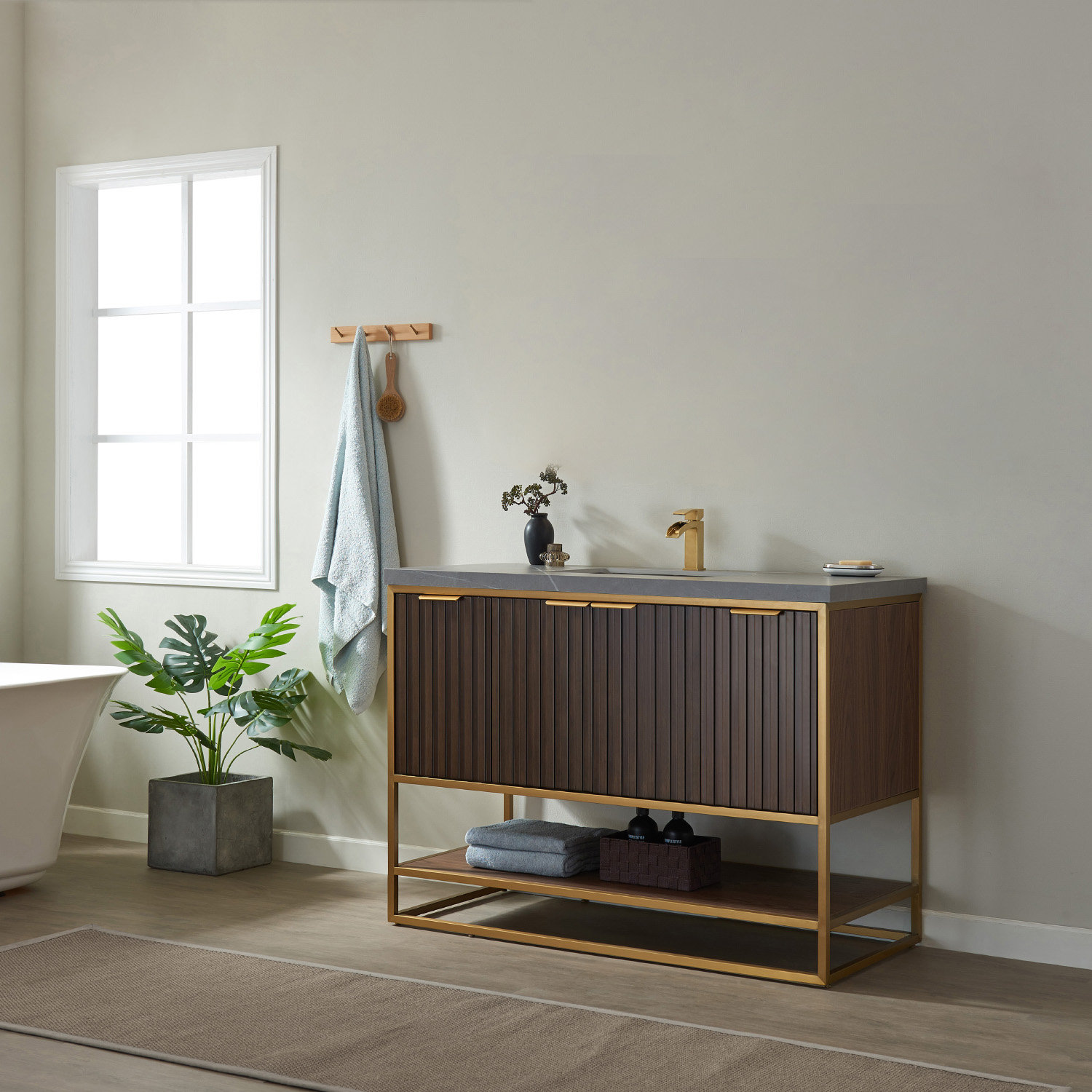 Mercer41 Afeefa 48'' Free-standing Single Bathroom Vanity with Stone ...