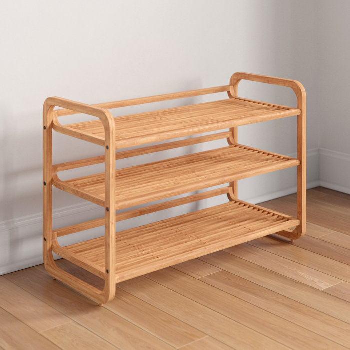 Three Posts™ 12 Pairs Natural Solid Wood Shoe Rack & Reviews | Wayfair