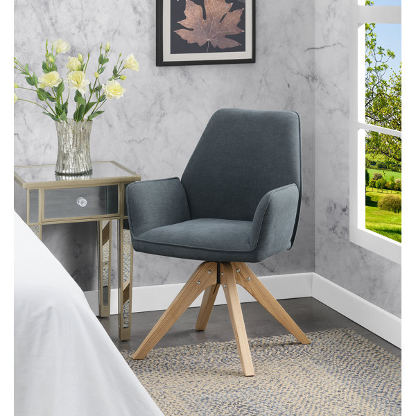 Corrigan Studio® Rehaan 24" Wide Swivel Armchair with Natural Wood Legs ...