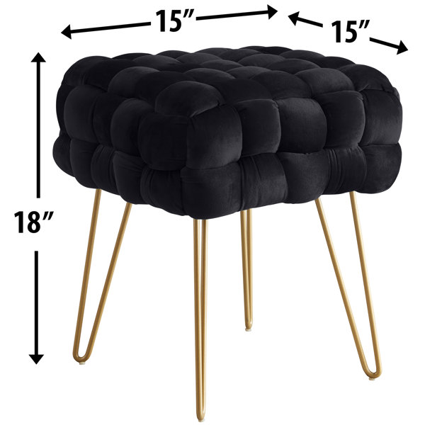 Everly Quinn Fleming 15'' Wide Velvet Tufted Square Cocktail Ottoman ...