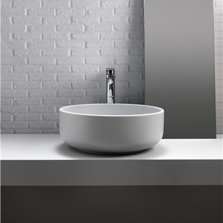 WS Bath Collections Ciotola 18.1'' Gloss White Ceramic Circular Vessel ...