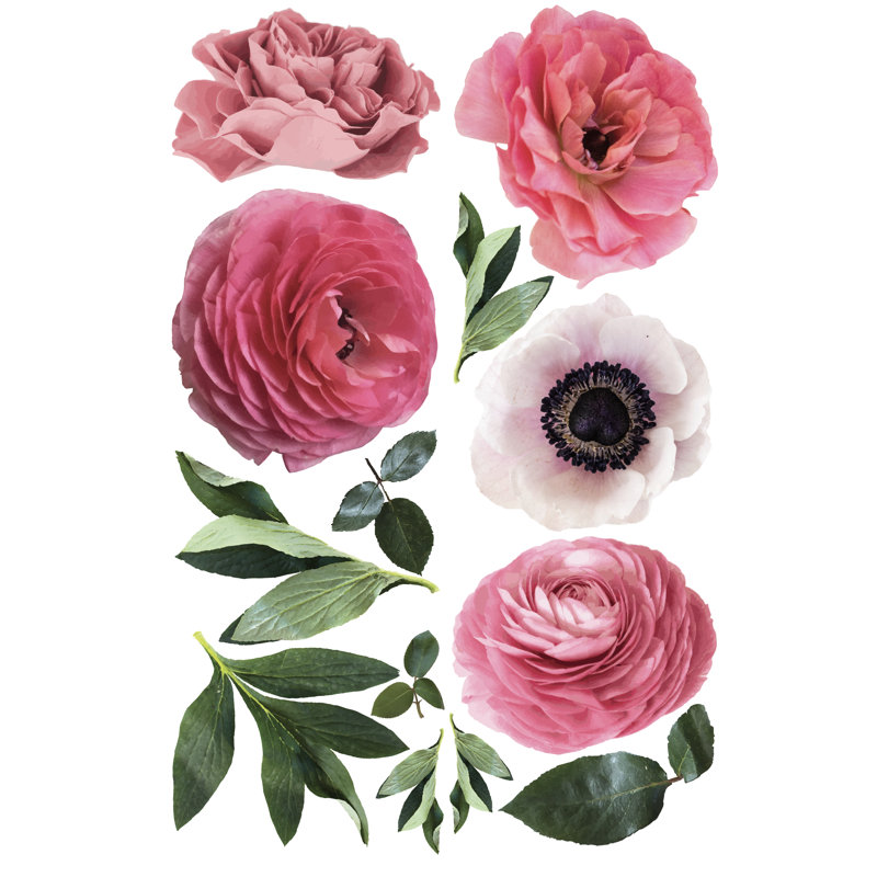 Urban Walls Mixed Pink Garden Flowers Window Sticker | Wayfair