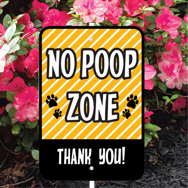 Imagine This Company No Poop Zone Yellow Mini Garden Sign | Wayfair