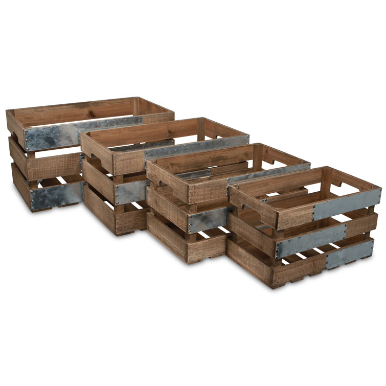 Gracie Oaks Wood 4 Piece Crate Set | Wayfair