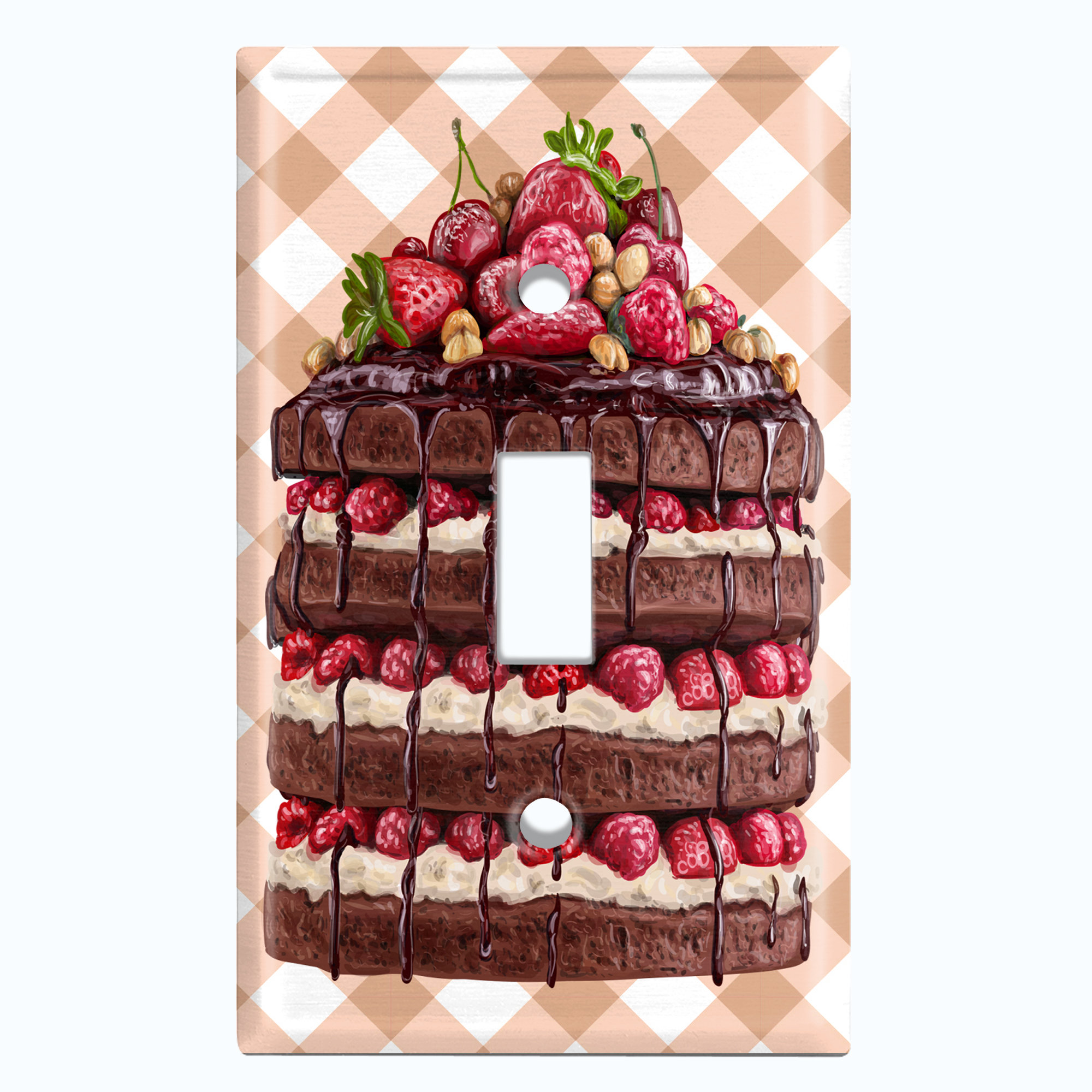 WorldAcc Layered Chocolate Strawberry Cake 1-Gang Toggle Light Switch ...