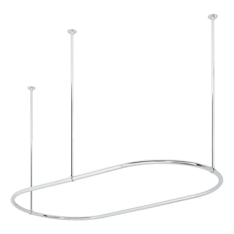 Signature Hardware 60" Brass Oval Shower Rod Enclosure with Ceiling ...