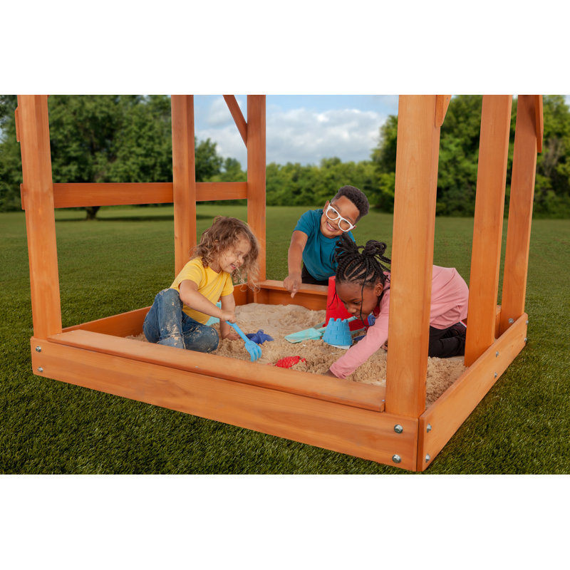 CreativeCedarDesigns Timber Valley Swing Set with Wooden Roof & Reviews ...