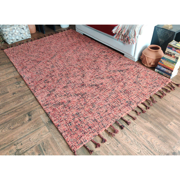 17 Stories Erric Handmade Tufted Wool Red Wine Rug | Wayfair