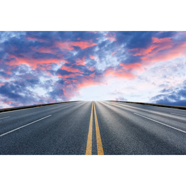Ebern Designs Highway At Sunset by - Wrapped Canvas Print | Wayfair