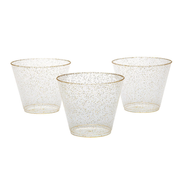 Oriental Trading Company Gold Glitter Plastic Cups | Wayfair