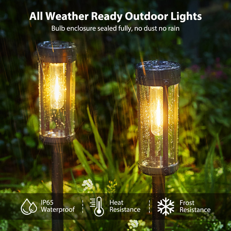 LETMY Black Low Voltage Solar Powered Integrated LED Pathway Light Pack ...