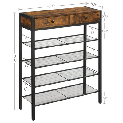 Steelside™ 12 Pairs Rustic Brown/Black Shoe Rack & Reviews | Wayfair