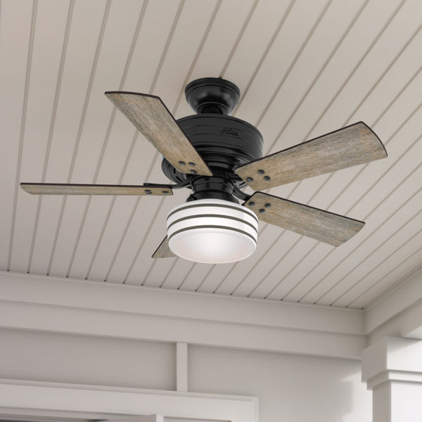 Hunter Fan 44" Cedar Key 5 - Blade Outdoor Standard Ceiling Fan with ...