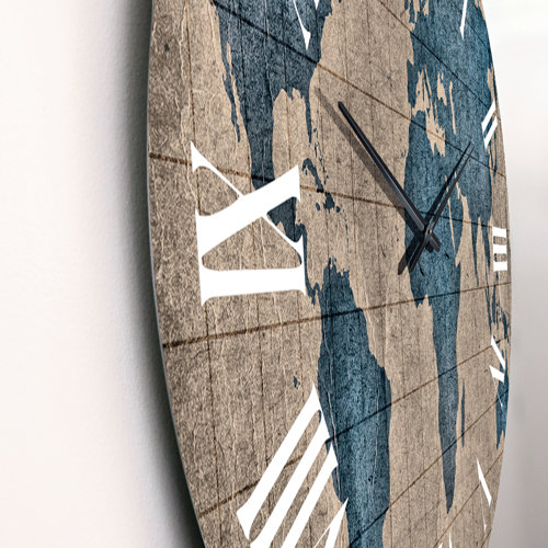 Bless international Ancient Map of The World I - Rustic wall clock ...