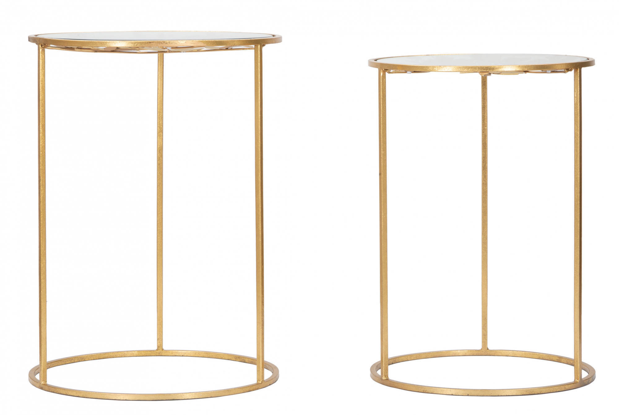 Fairmont Park Pair Of Round Tables, Golden Metal Structure, Glass Top ...