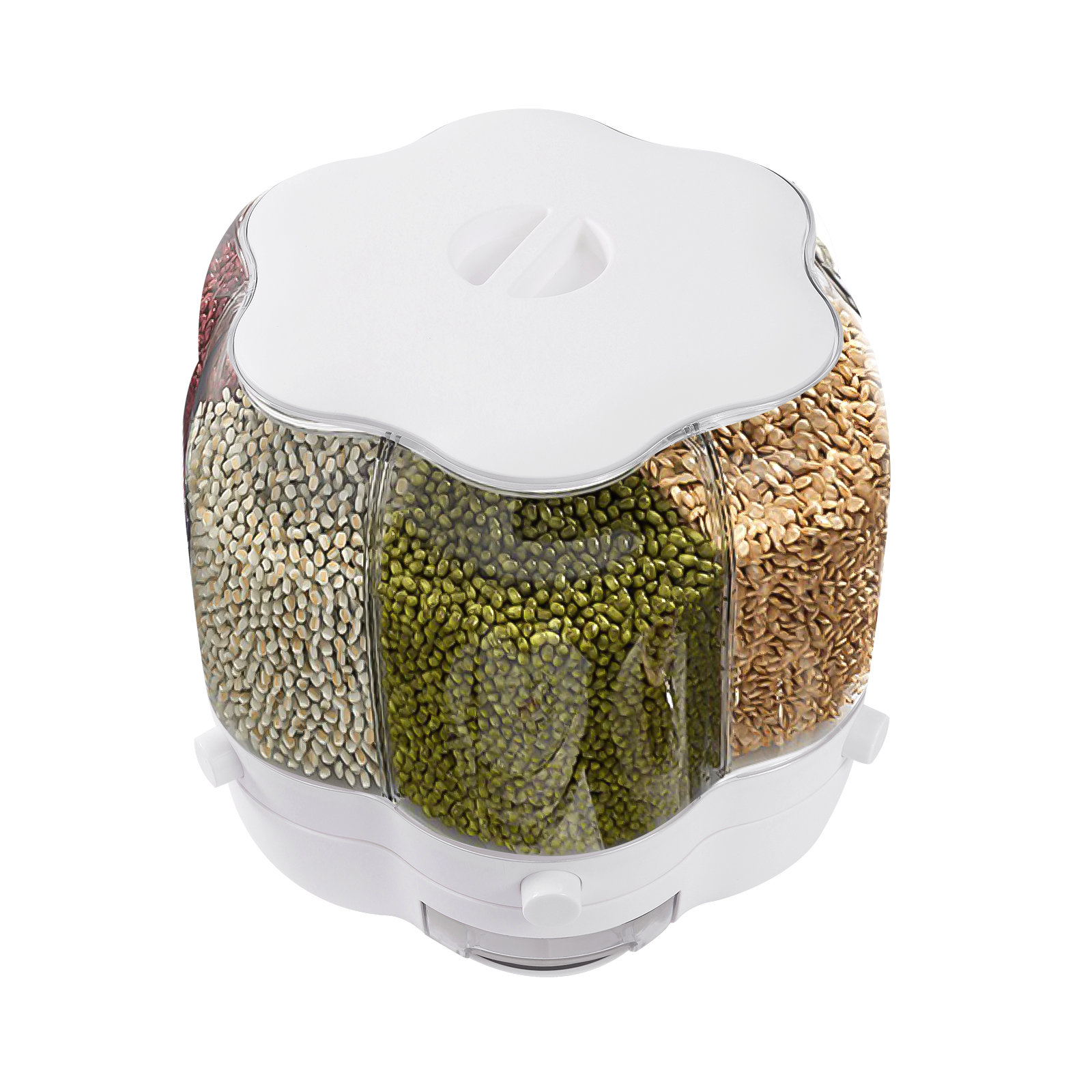 Prep & Savour Britaney White 6-Grid Large Rotating Food Dispenser with ...