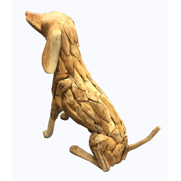 D-Art Collection Drift Wood Dog Statue | Wayfair