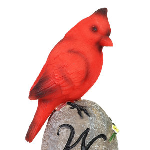Exhart Solar Cardinals On A Hand Painted Welcome Rock Garden Statuary ...