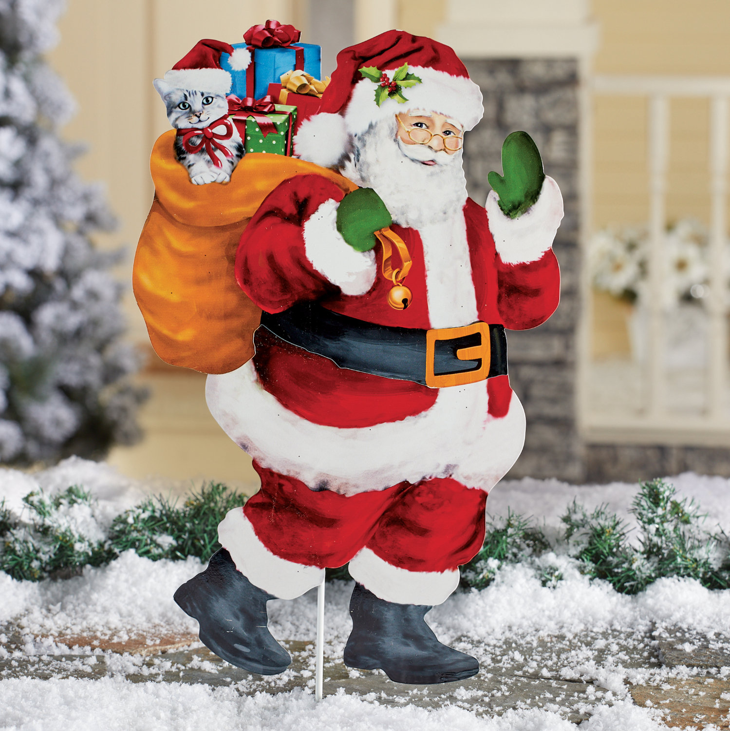The Holiday Aisle® Santa Claus with Gift Sack Outdoor Figurine | Wayfair