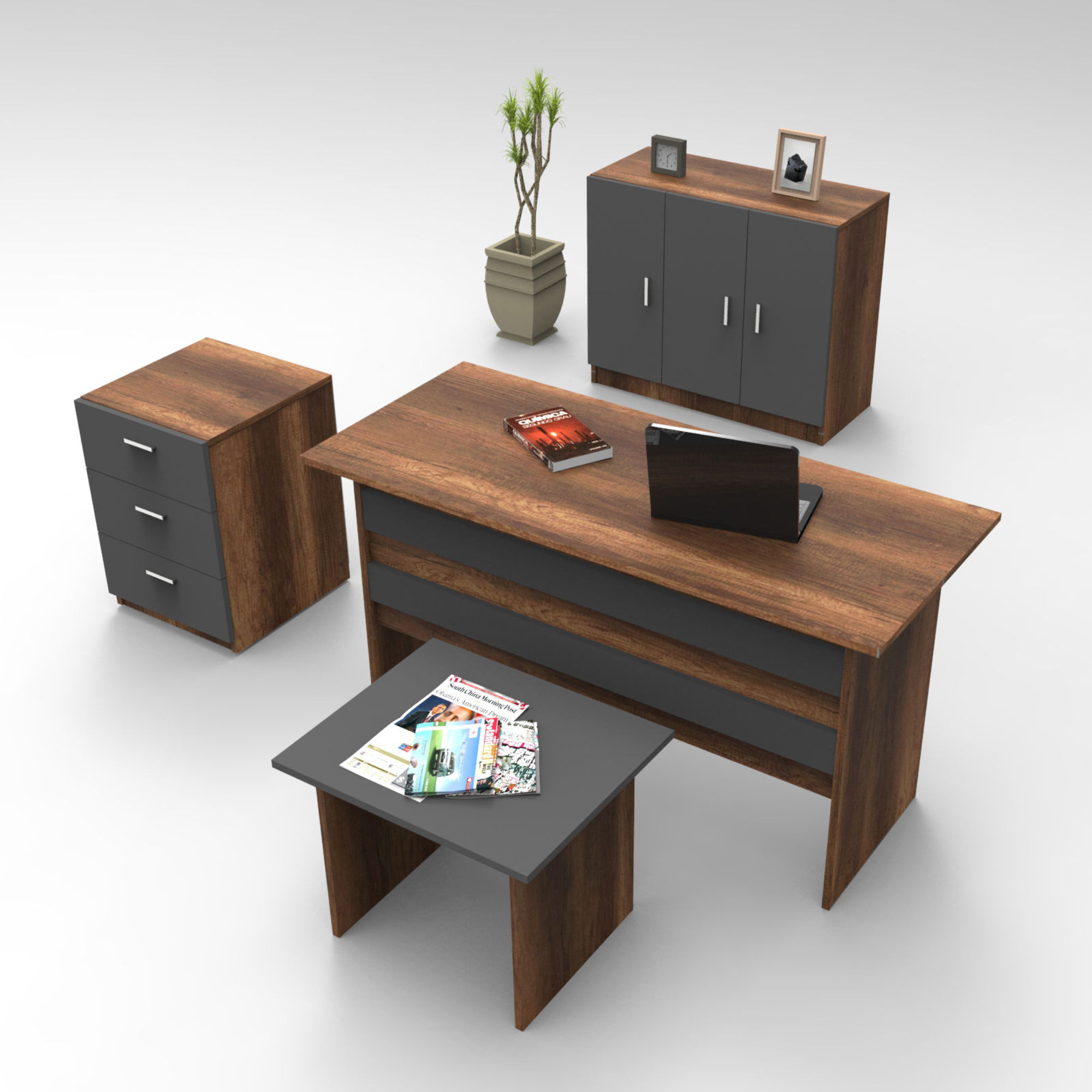Bless international 4 Piece Rectangular Writing Desk Office Set | Wayfair