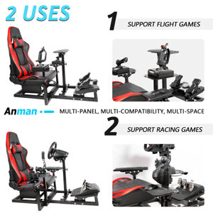 Anman Flight Simulator Cockpit With Racining Red Seat,NO Wheel Pedal ...