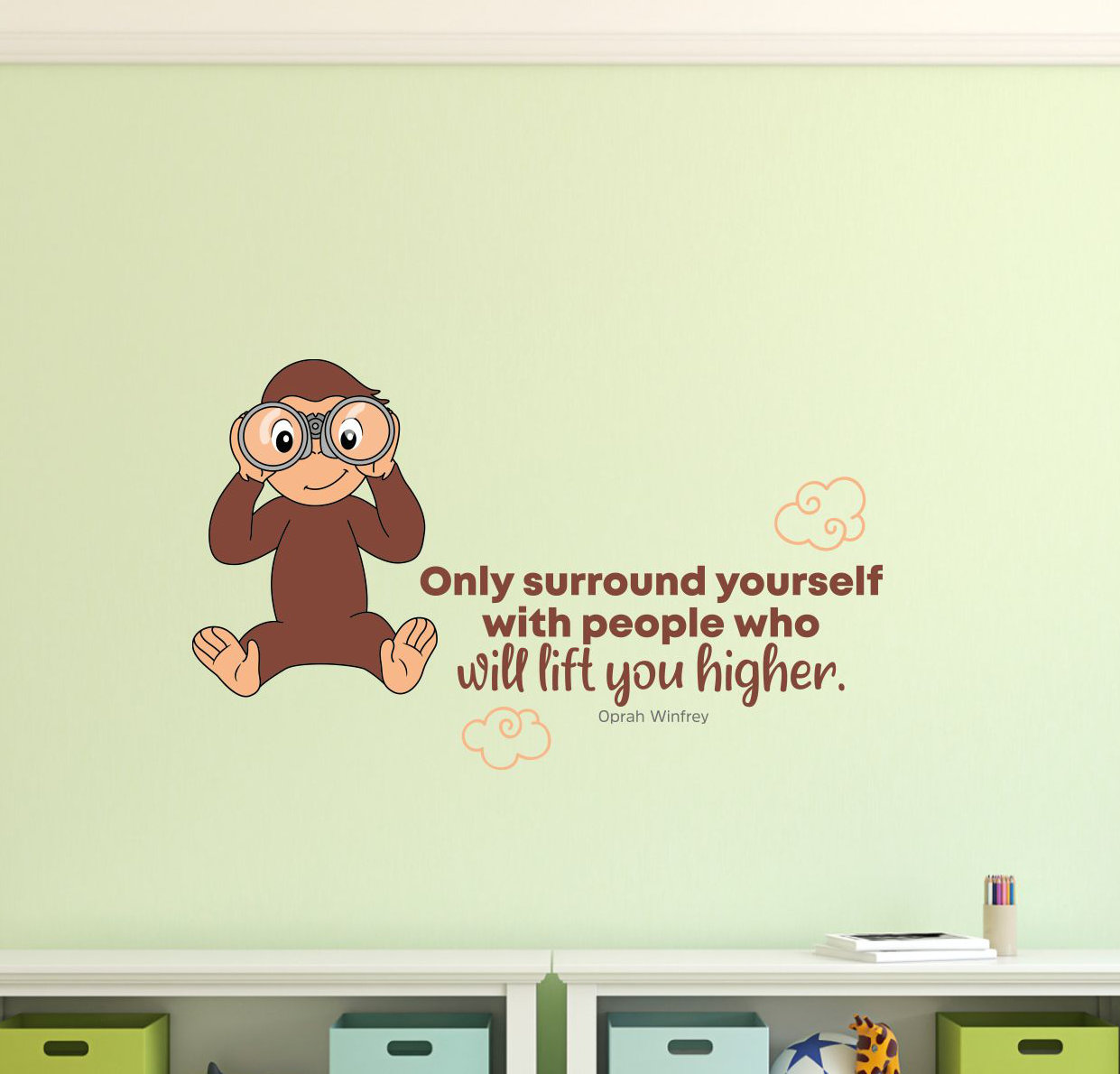 Zoomie Kids Lift You Cute Monkey Life Quote Vinyl Wall Decal | Wayfair