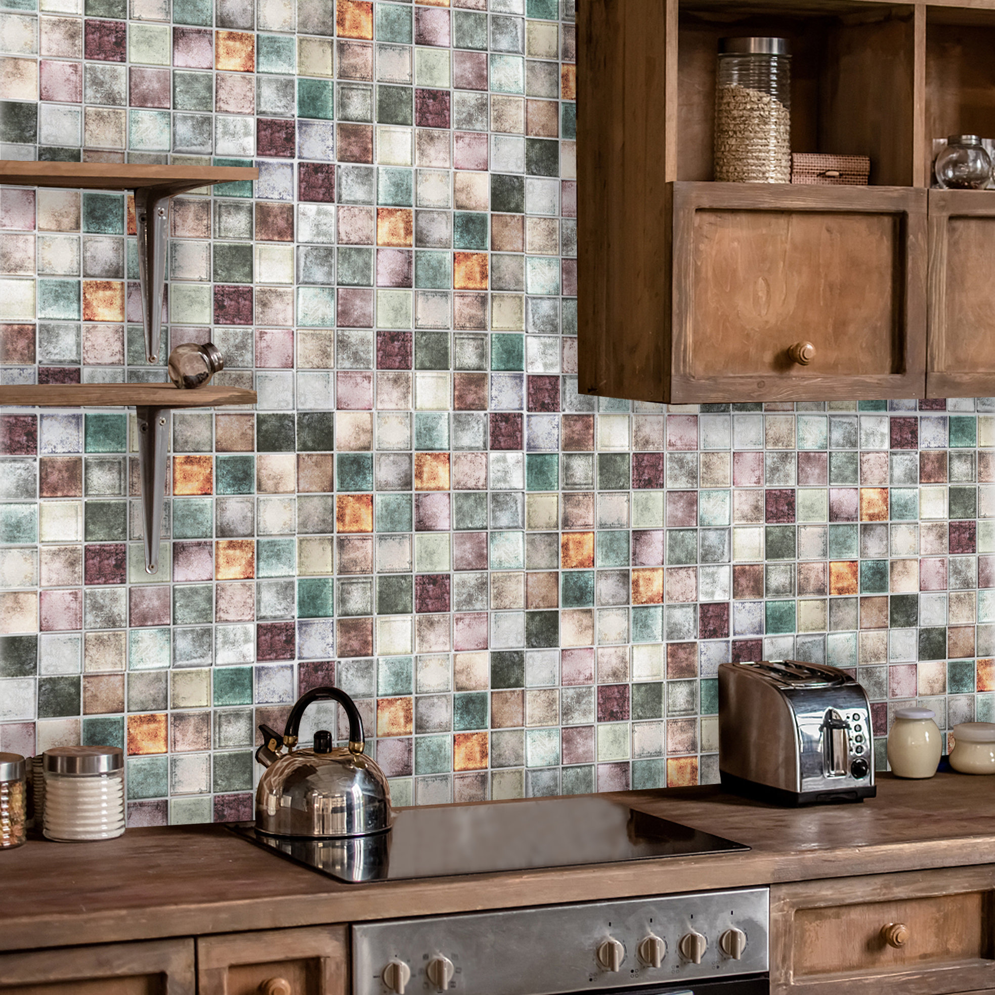 Blujellyfish Antique 12" x 12" Glass Mosaic Wall Tile | Wayfair