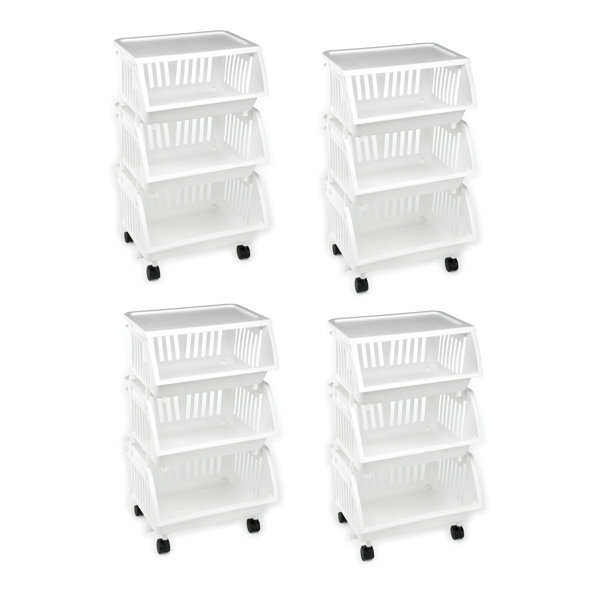 Lumea Mobile Three Tier Cart, White, Set Of 4 - Wayfair Canada
