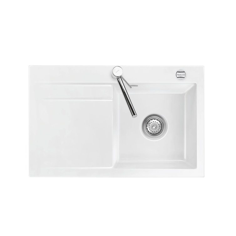 Systemceram Stema 510Mm W Single Bowl Ceramic Inset Kitchen Sink with 1 ...