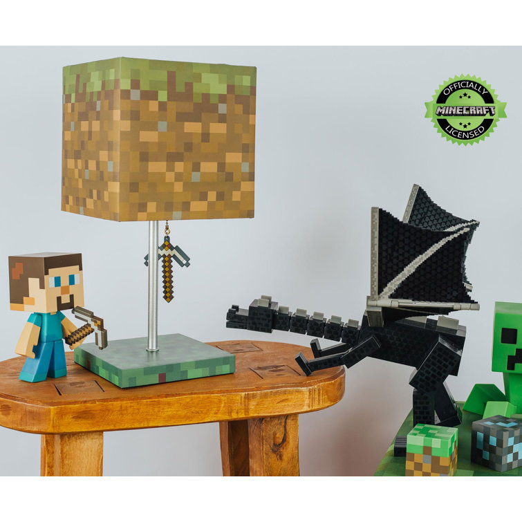 Corrigan Studio® Minecraft Grass Block Desk Lamp With Pickaxe 3d Puller ...