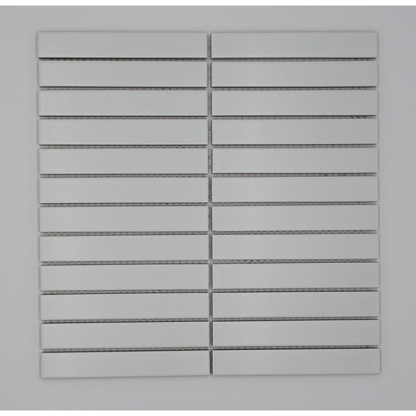 TheMosaicFactory 6" x 1" Straight Edge Porcelain Grid Mosaic Sheet Tile ...