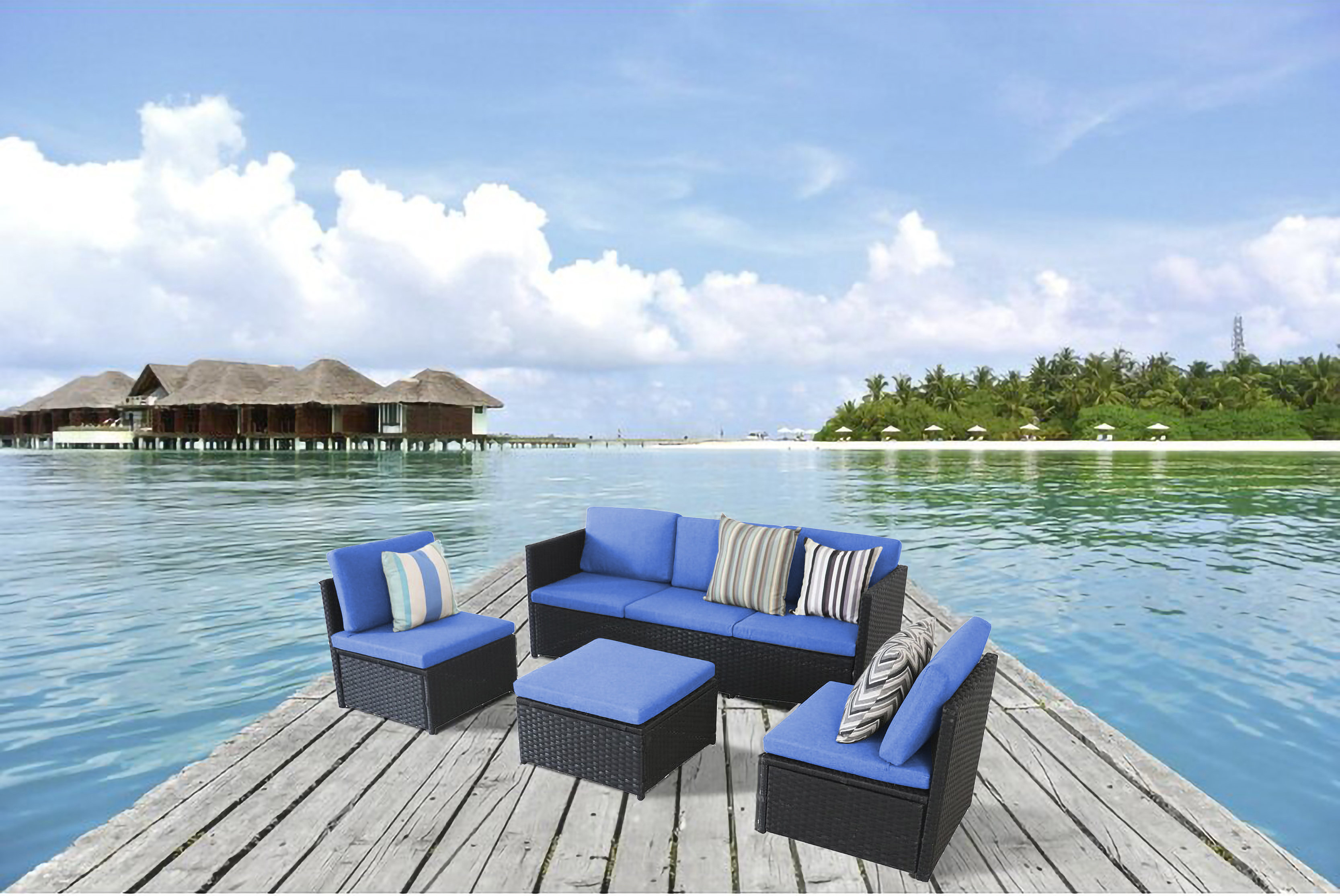 Latitude Run® Patio Furniture 5 - Person Seating Group with Cushions ...