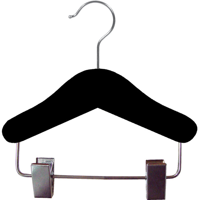 Rebrilliant Black Velvet Mini Hanger With Clips | Wayfair