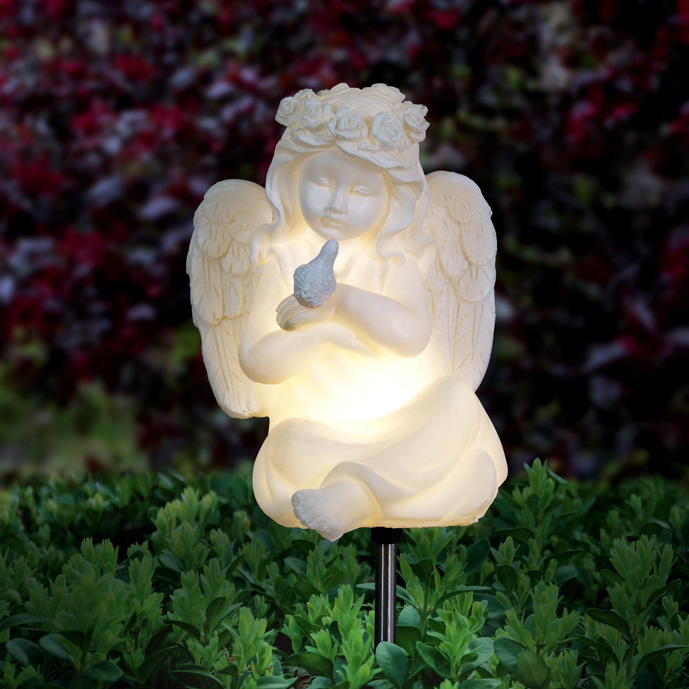 Exhart Solar Little Girl Angel Garden Stake in Resin, 5.5 by 30 Inches ...
