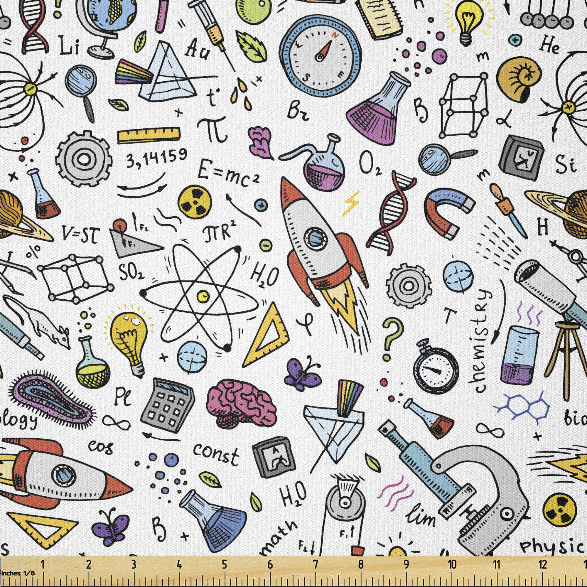 East Urban Home Educational Fabric By The Yard, Science School Pattern ...