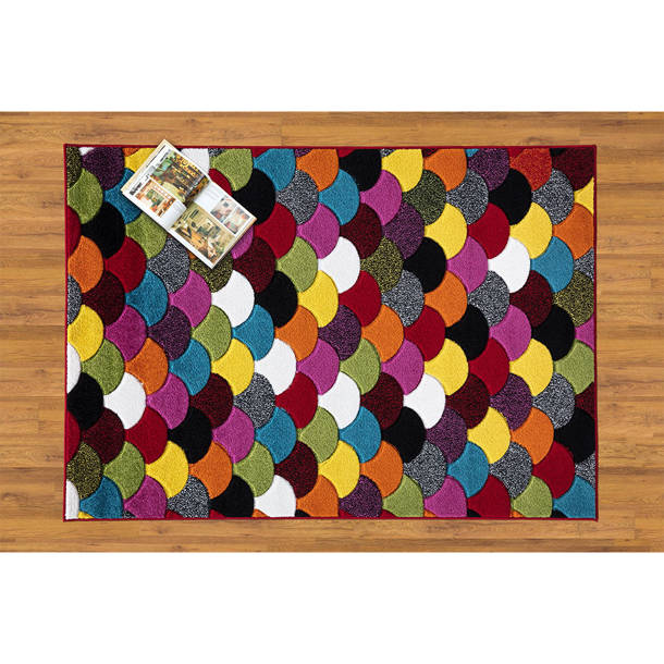 Milano Rugs Multi Colour Square Bright Pink/Red/Orange Rug & Reviews ...