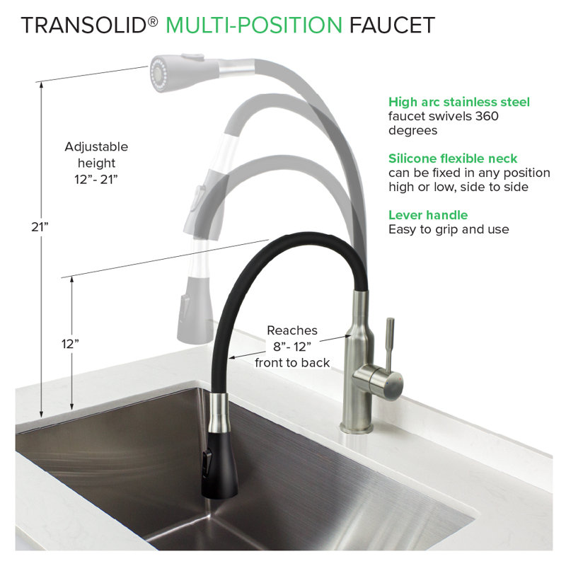 Transolid PF7509A-FLX Kitchen/Laundry Faucet With Swivel Action Ball ...
