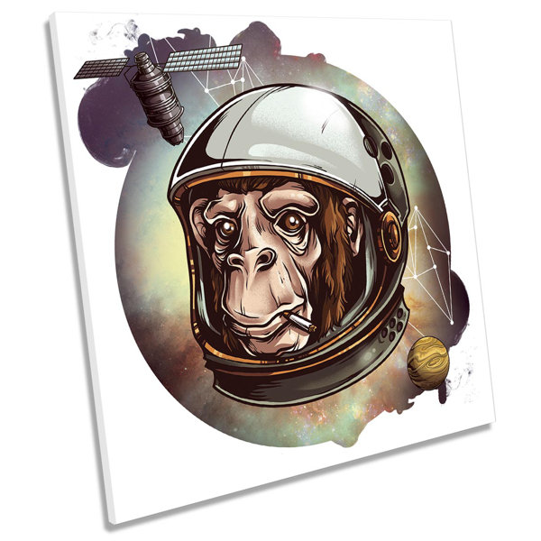 Maturi Cosmic Monkey Chimp Astronant Picture CANVAS WALL ART Square ...