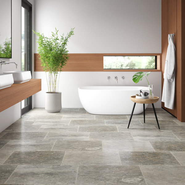 Emser Tile Travertine 16" x 24" Field Tile in Ancient Tumbled Silver ...
