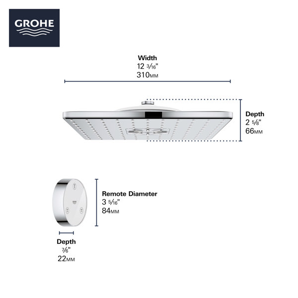 GROHE Rainshower SmartConnect Multi Function Adjustable Shower Head ...