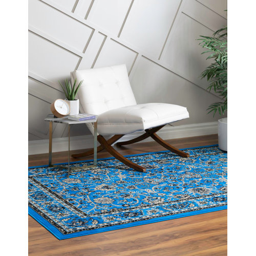 Charlton Home® Hanan Performance Bright Blue Rug & Reviews | Wayfair