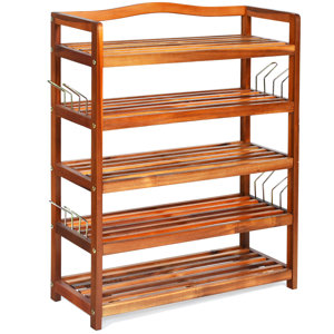 Bay Isle Home 18 Pairs Red/Brown Solid Wood Shoe Rack & Reviews | Wayfair