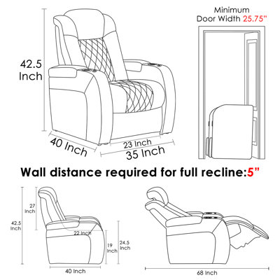 Red Barrel Studio® Mixell 35'' Wide Genuine Leather Home Theater | Wayfair