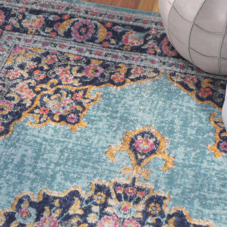 Langley Street Amber Power Loom Teal/Pink/Navy Rug & Reviews | Wayfair ...