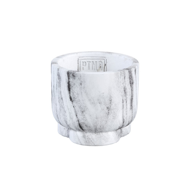 PTMD Collection Marmy white cement pot. Round low marble print ...