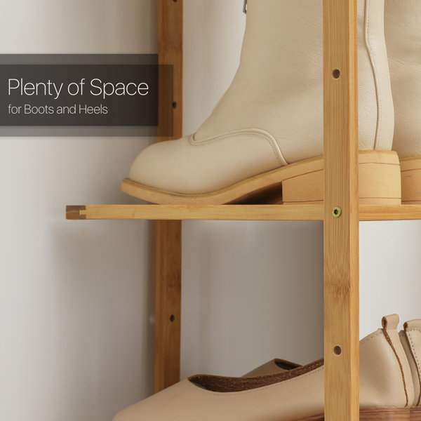 MoNiBloom 8 Tiers Corner Bamboo Shoe Rack, Storage Shoes Stand 8 Pairs ...